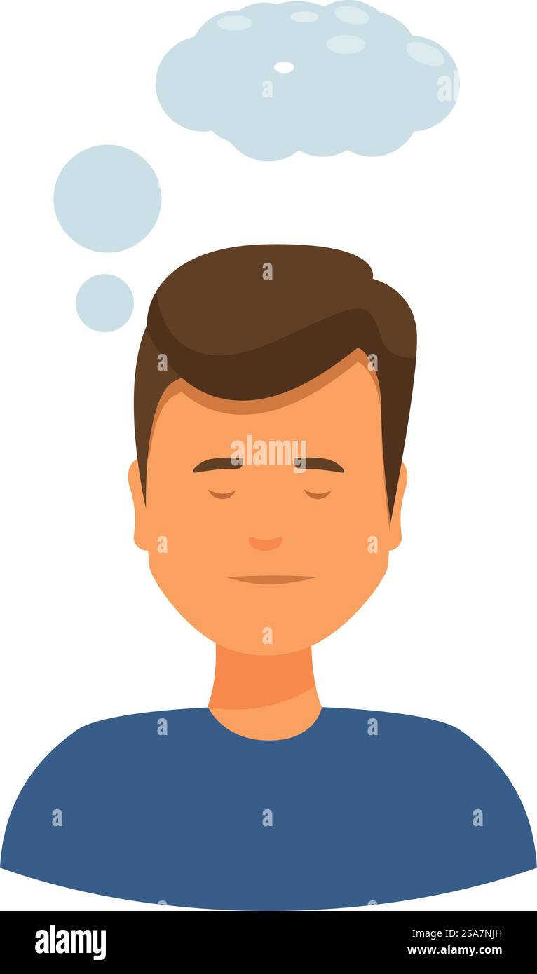 Man is thinking with thought bubbles above his head hi-res stock ...
