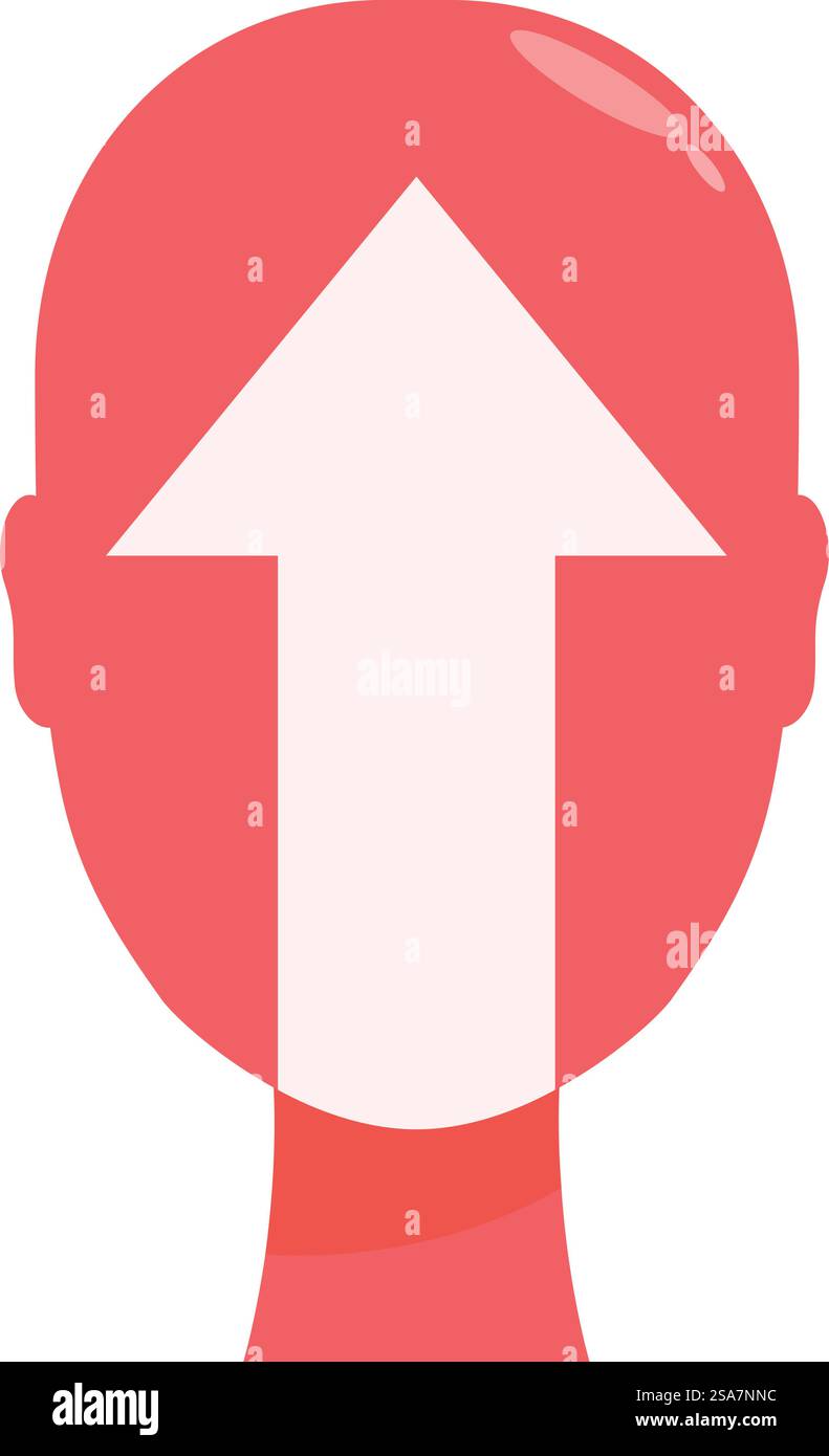 Red head silhouette with white arrow pointing up symbolizing positive ...