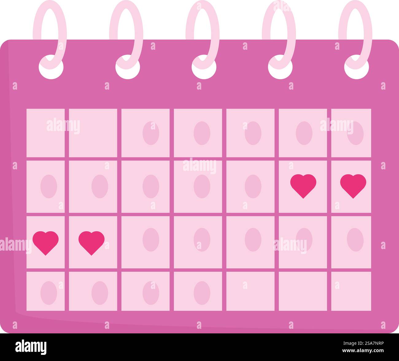 Pink calendar highlighting important dates with hearts for planning ...