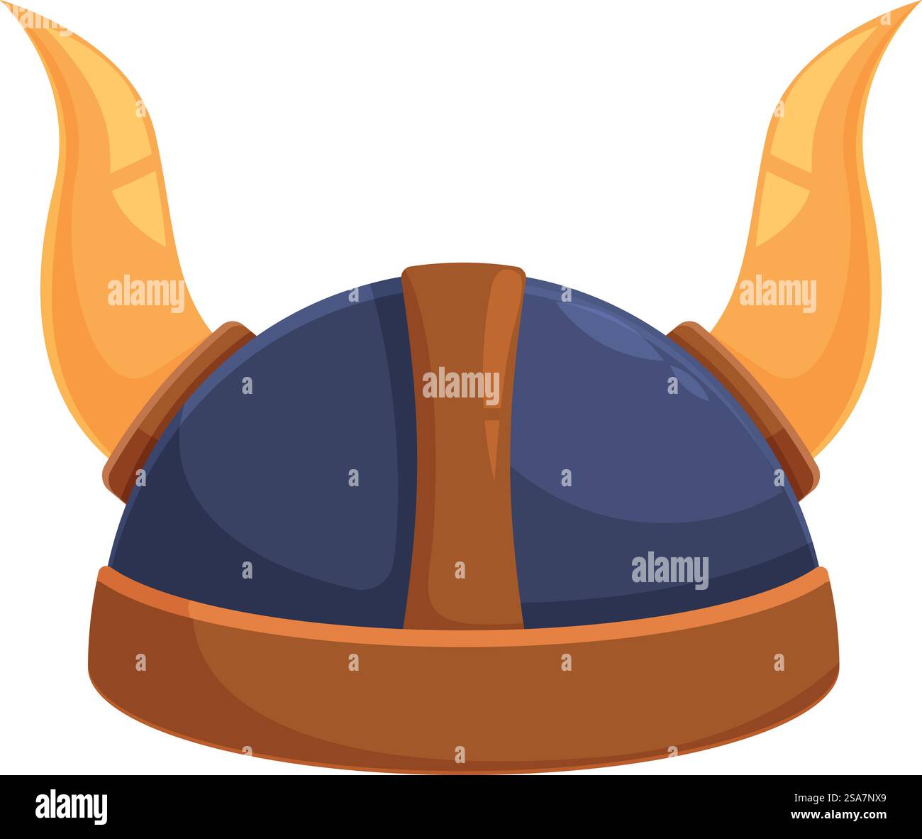 Cartoon illustration of a viking warrior helmet with horns pointing ...