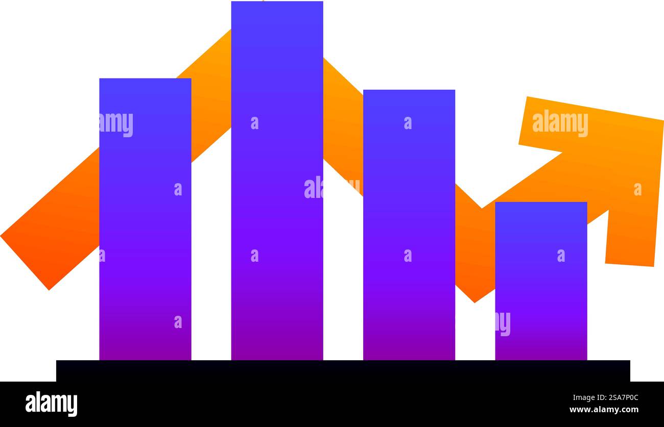 Bar chart showing growth and success with upward arrow. Colorful bar ...