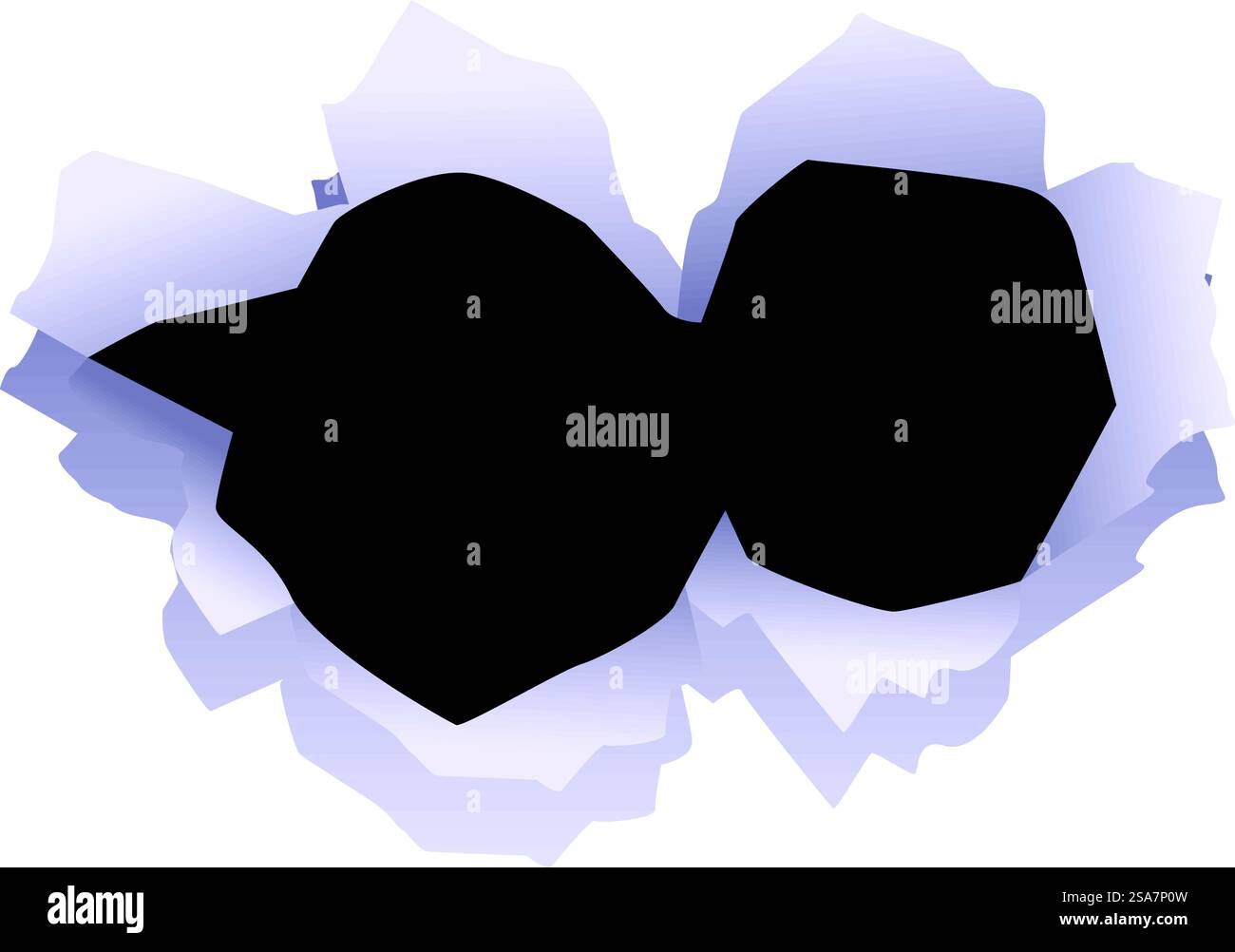Two irregular holes in torn paper are revealing a dark background. Torn ...
