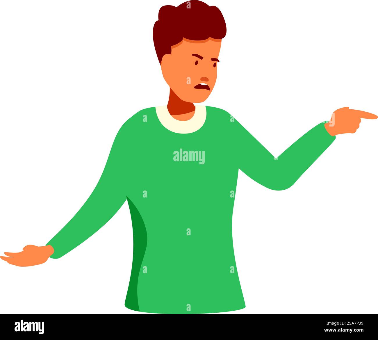 Young man is accusing someone while pointing a finger with an angry ...