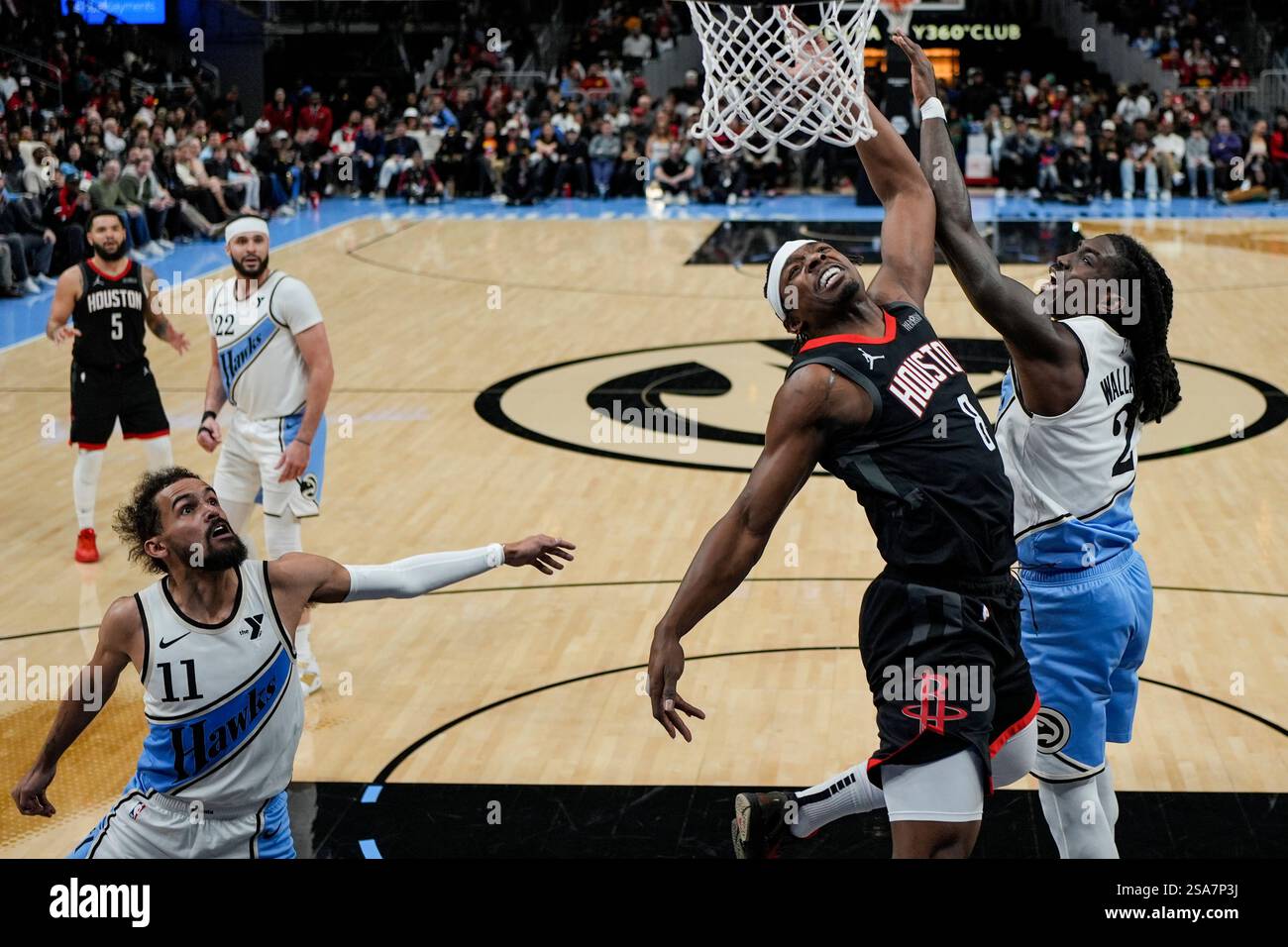 Houston Rockets forward Jae'Sean Tate (8) shoots against Atlanta Hawks ...