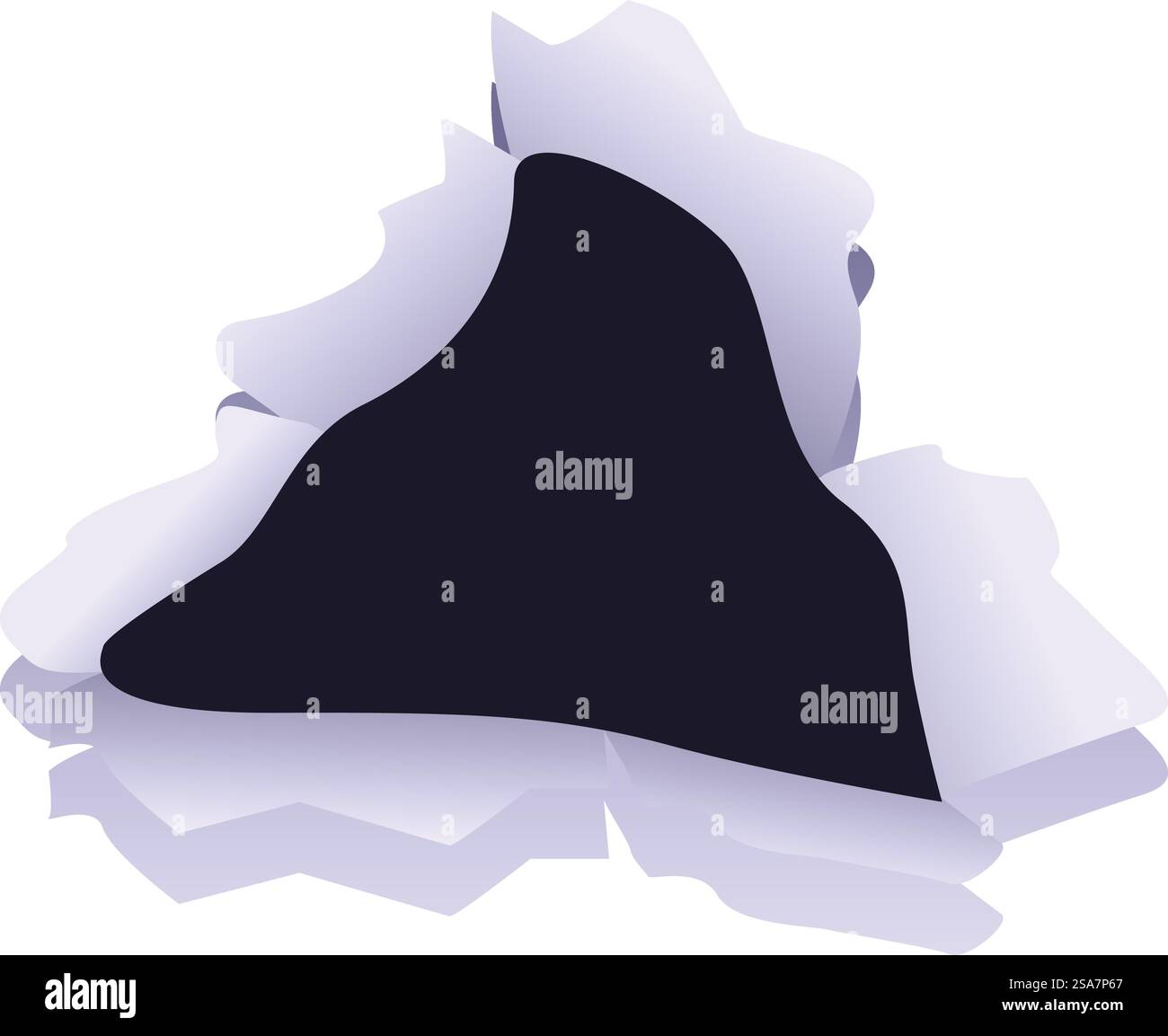 Bullet hole ripping through paper, leaving a torn and ragged hole ...