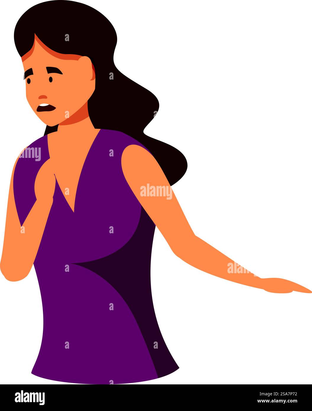 Young woman is experiencing fear and anxiety, her facial expression ...