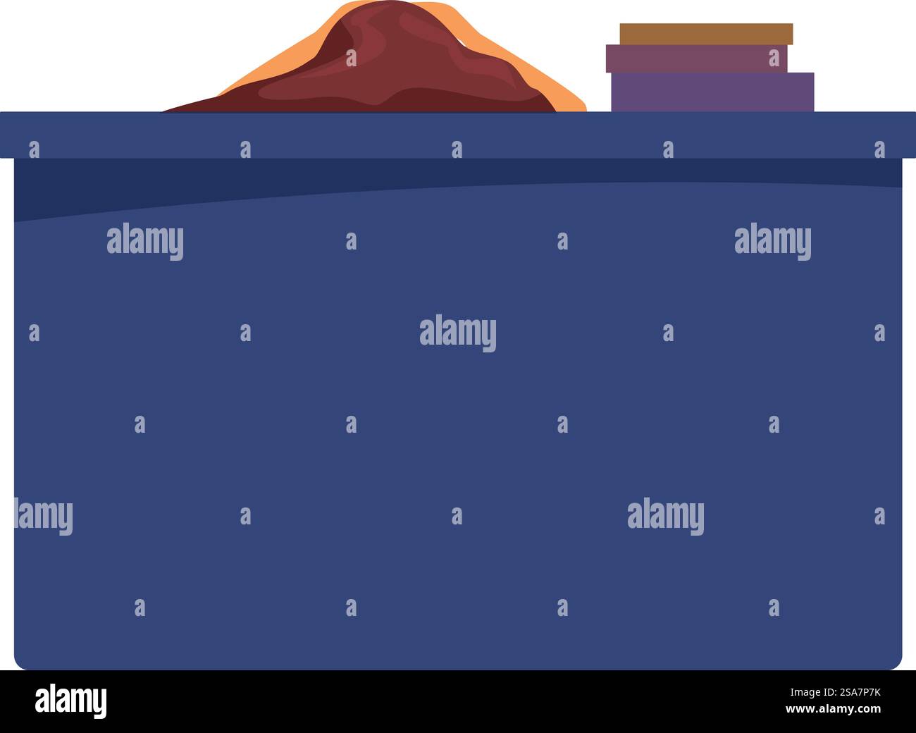 Pile of dirt is sitting on an office desk with a stack of files ...