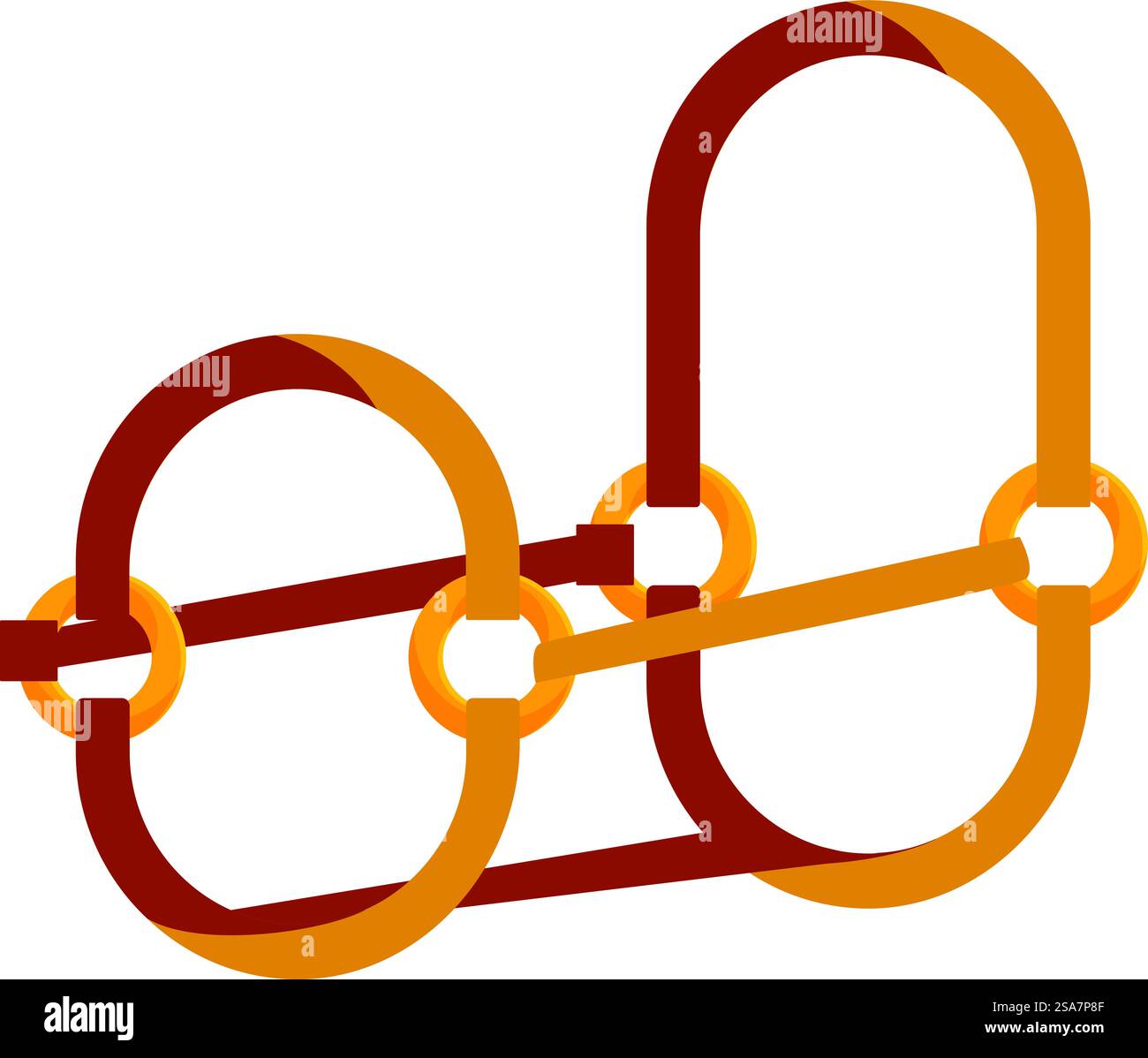 Golden rings are interlocking creating an abstract shape. Golden rings interlocking creating ...
