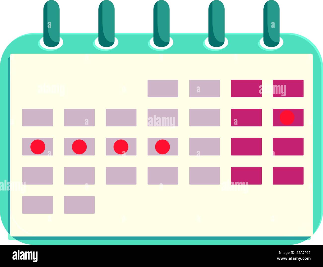 Blue calendar is open, showing important dates and appointments marked ...