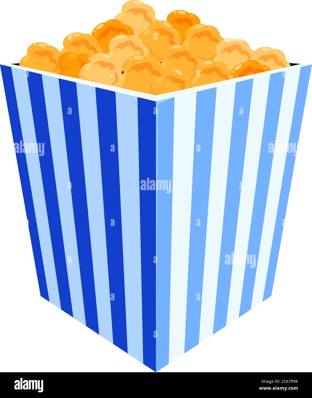 Classic blue and white striped popcorn box overflowing with delicious ...