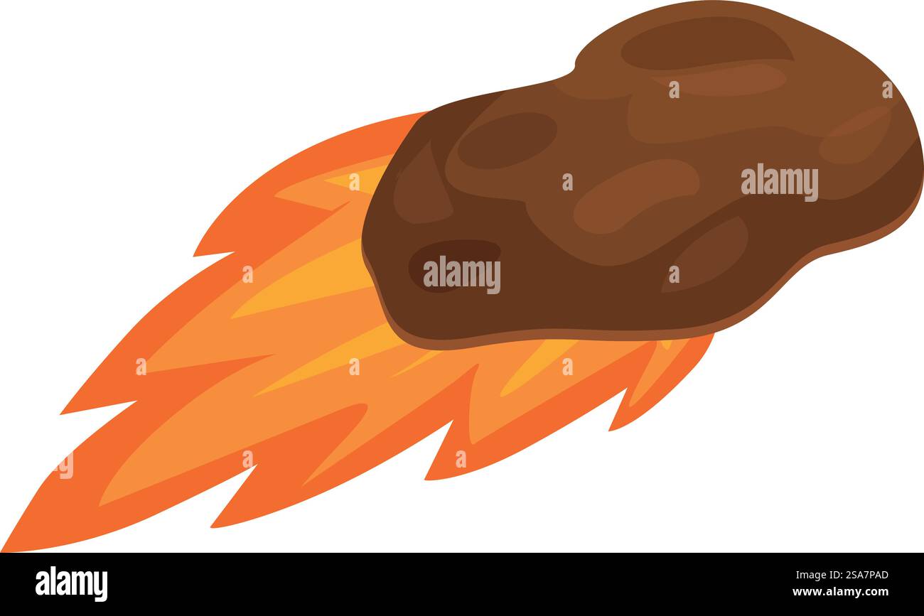 Burning meteorite flying through space leaving a trail of fire ...