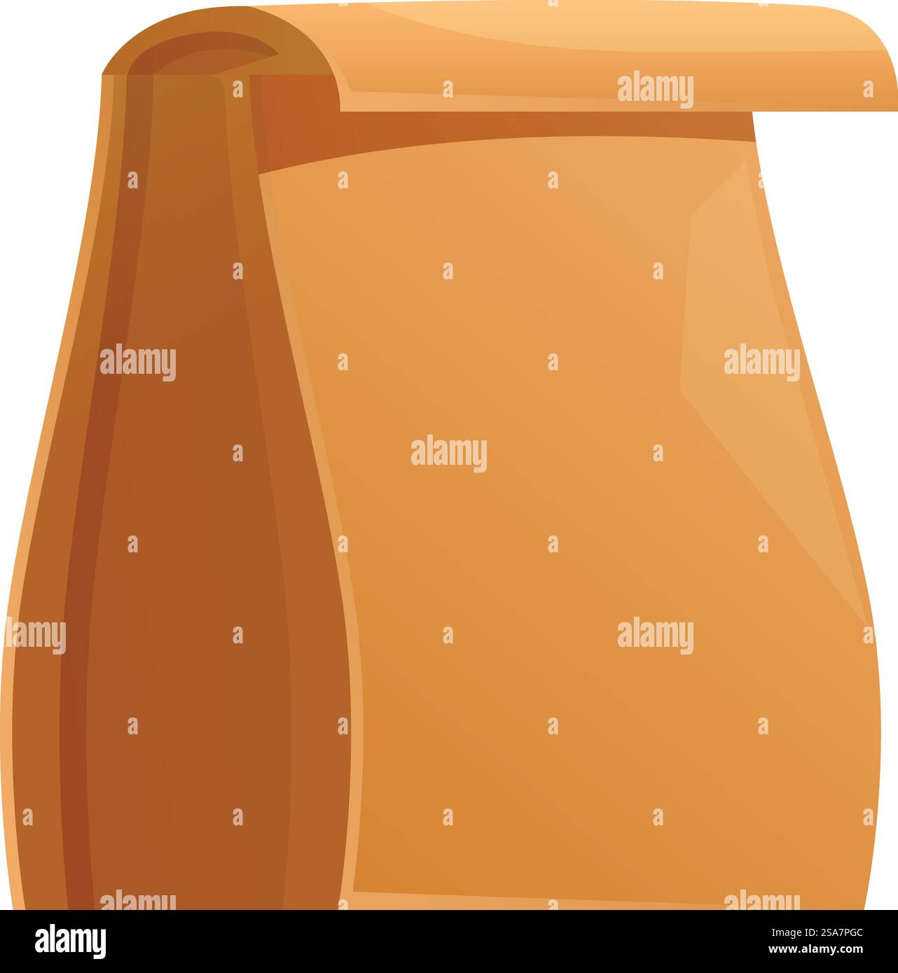 Classic brown paper bag standing upright with the top folded over ...