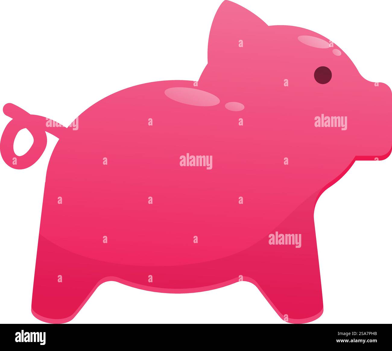 Pink piggy bank standing on a white background, representing saving ...