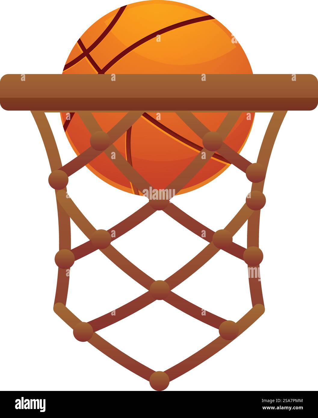 Basketball falling into hoop scoring three points during championship ...