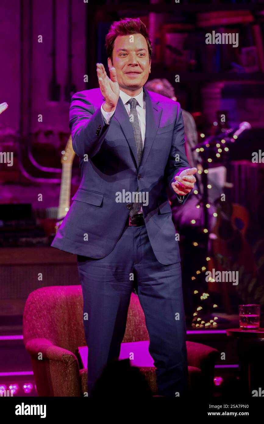 Jimmy Fallon takes a bow during his Broadway debut opening night curtain call for "All In" at ...