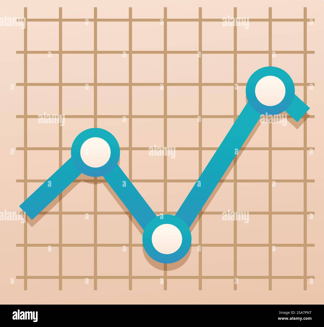 Blue line chart is trending upwards on a grid background, showing ...