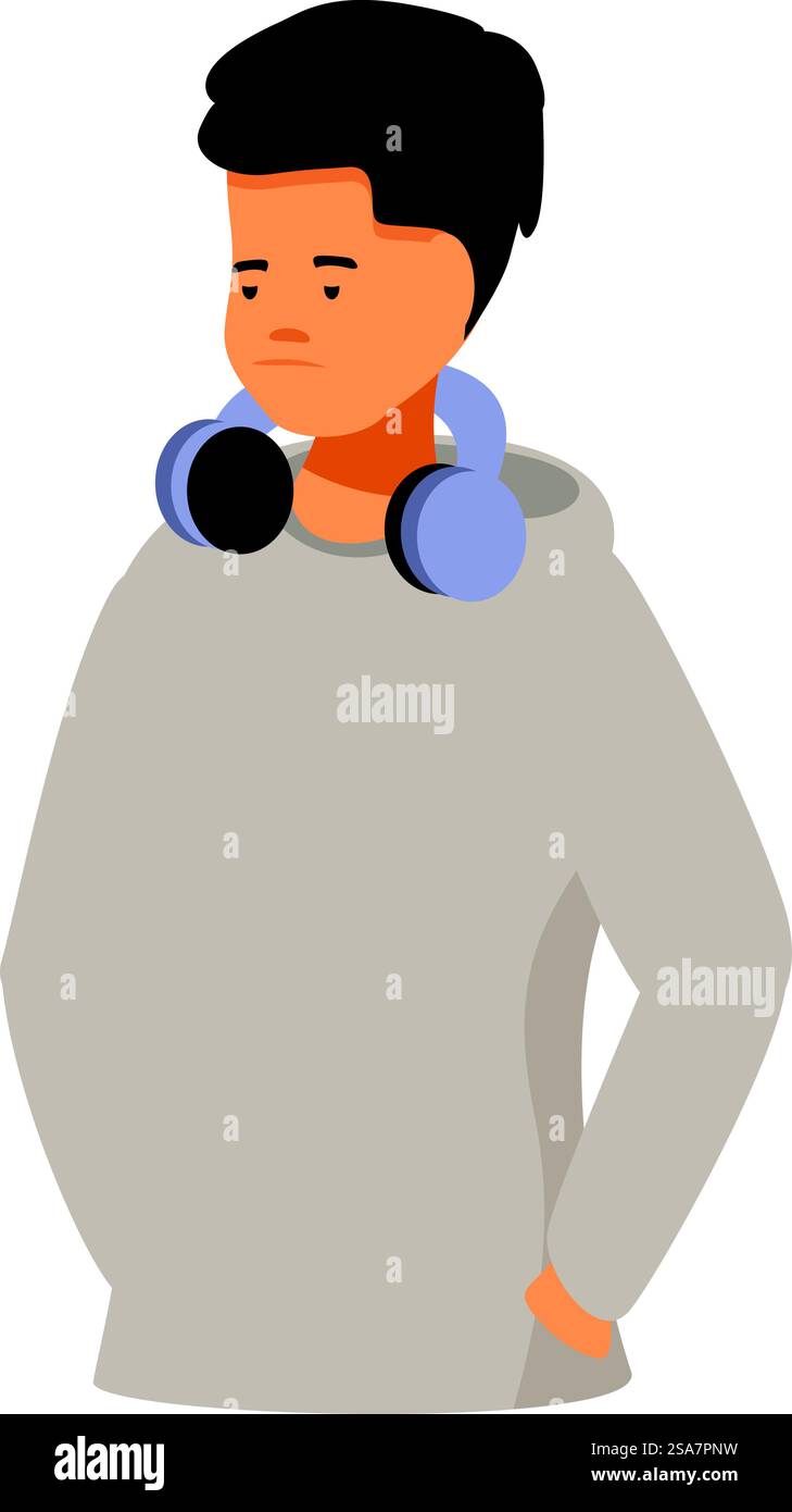 Person sad headphones Stock Vector Images - Alamy