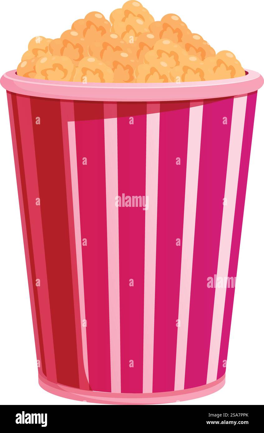 Classic striped bucket overflowing with delicious and buttery popcorn ... Classic striped bucket overflowing with delicious and buttery popcorn ...