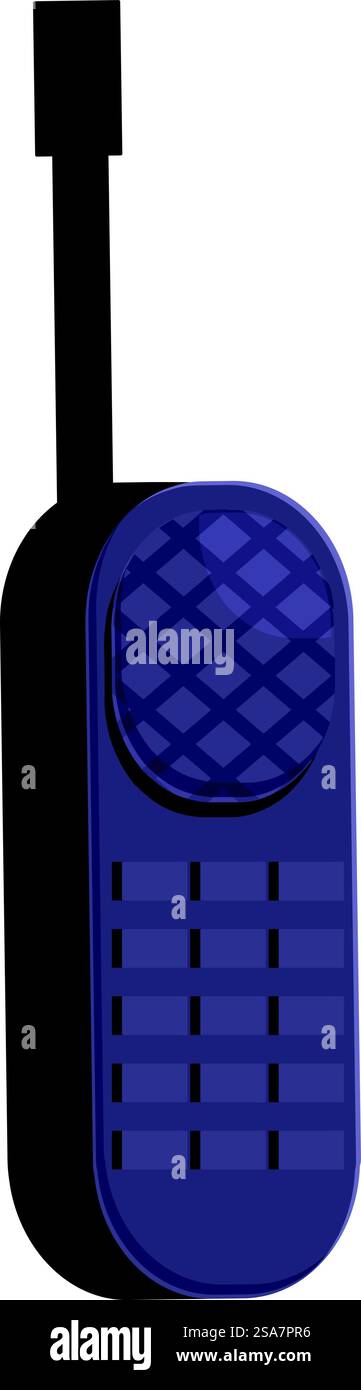 Portable radio transmitter with antenna standing upright, ready for communication. Portable ...