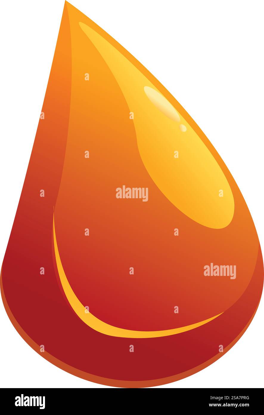 Orange liquid drop falling down with shiny surface. Cartoon orange ...