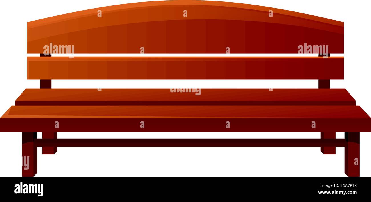 Illustration featuring a wooden bench with curved back rest, useful ...