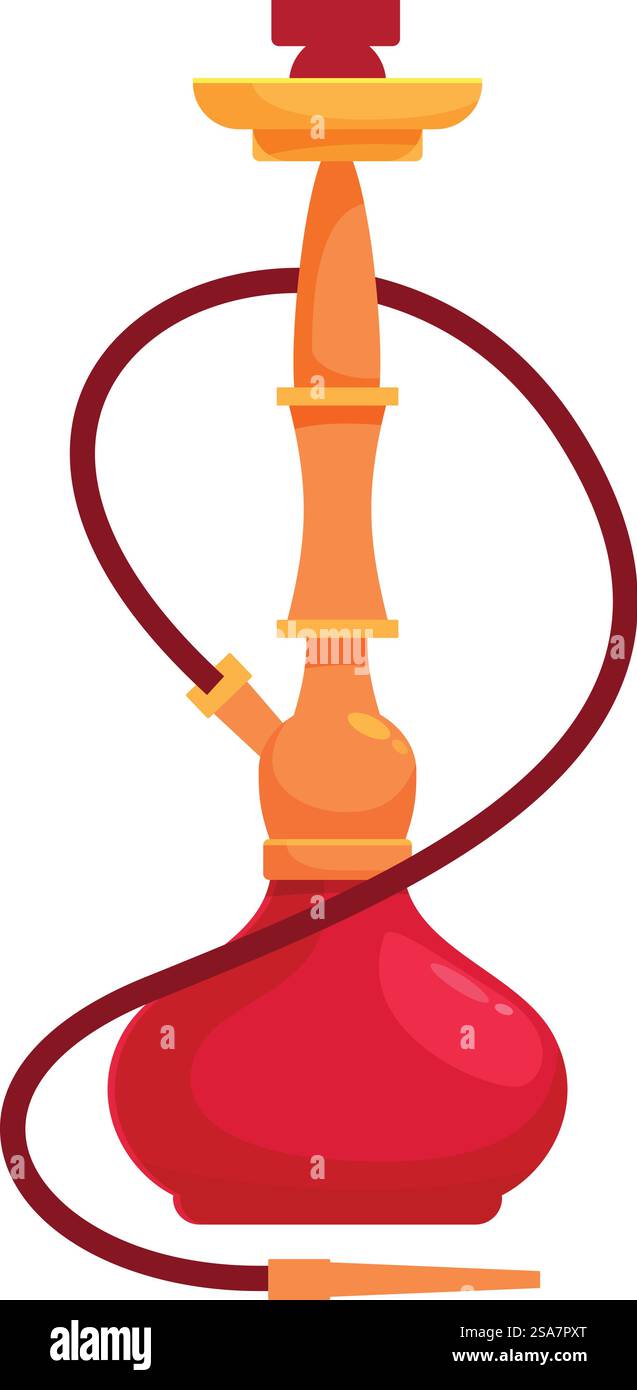 Traditional eastern shisha for smoking flavored tobacco. Red and gold ...