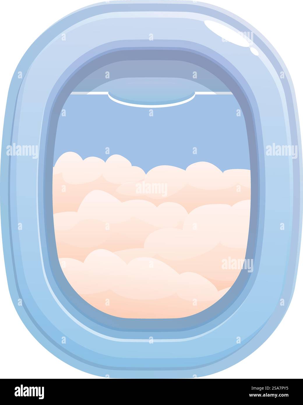 View from an airplane window showing blue sky and pink clouds. Airplane ...