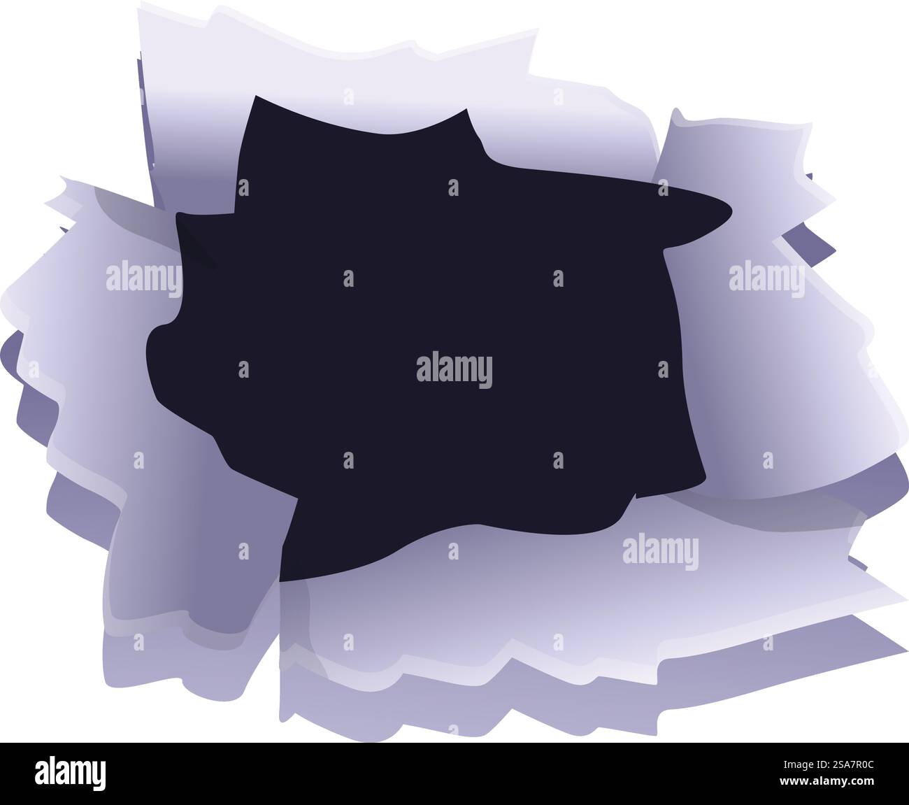 Illustration of a bullet hole creating torn metal edges and revealing a ...