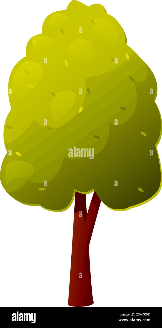 Cartoon tree standing tall with lush green foliage, representing nature ...