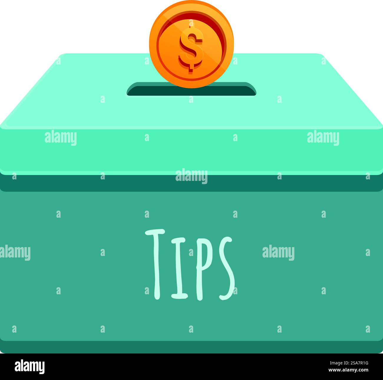 Blue tip box is receiving a golden coin donation, encouraging ...