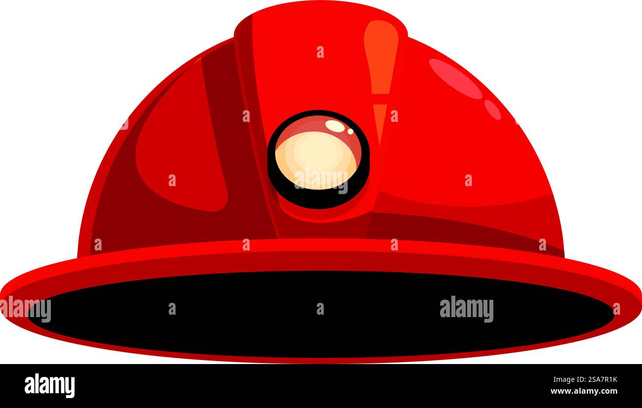 Red mining helmet with a bright light, ensuring safety and visibility ...