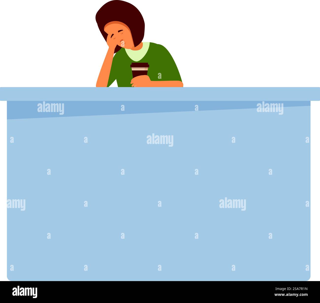 Business woman is experiencing burnout and fatigue at her office job ...