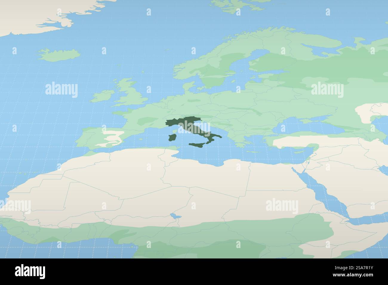 Italy highlighted on a detailed map, geographic location of Italy ...