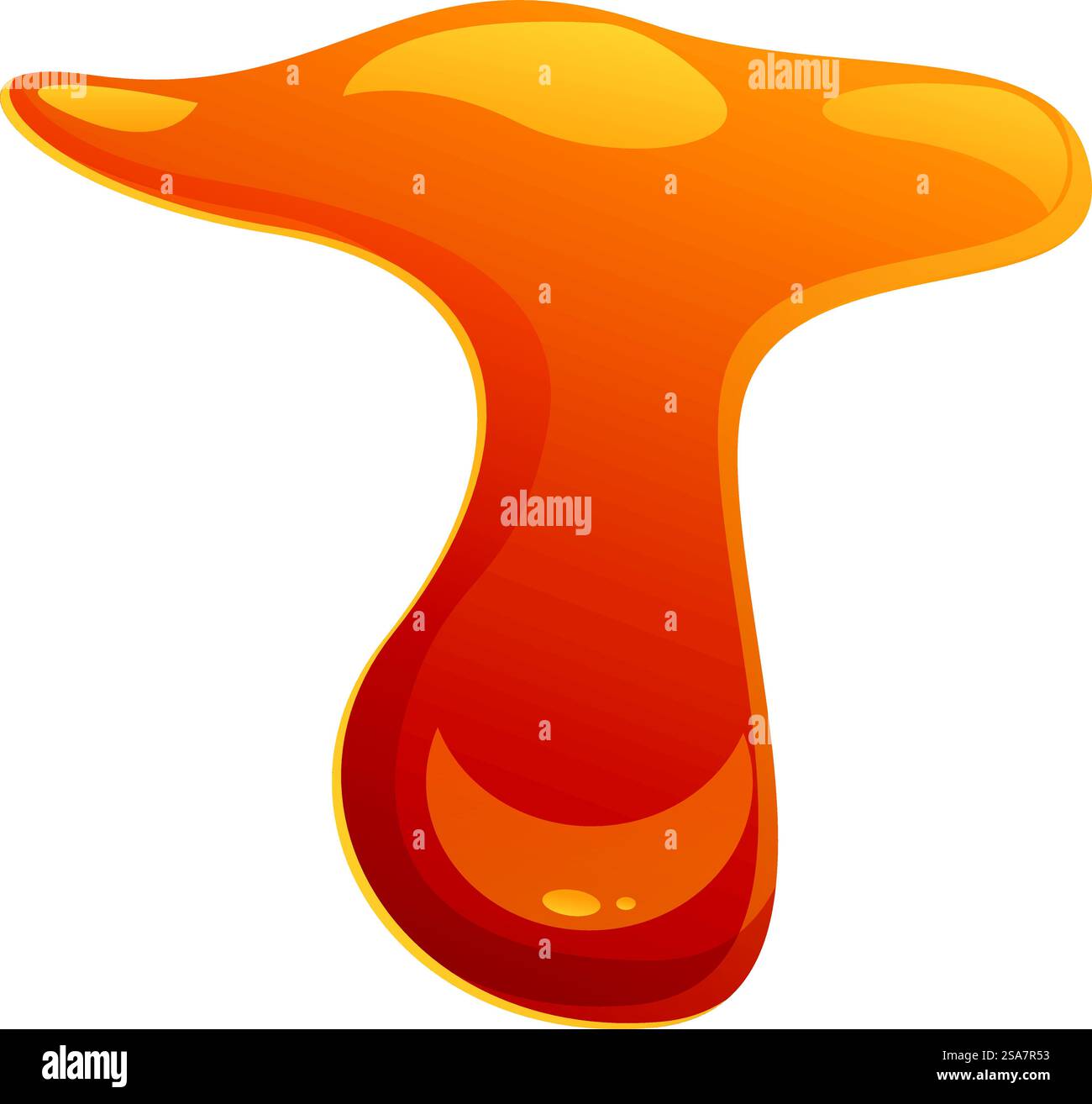 Thick, flowing, viscous caramel drip is forming the letter t. Flowing ...