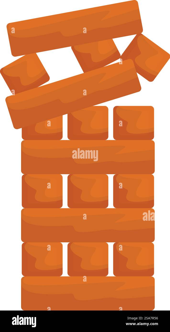 Wooden block game tower collapsing, with blocks toppling over, creating ...