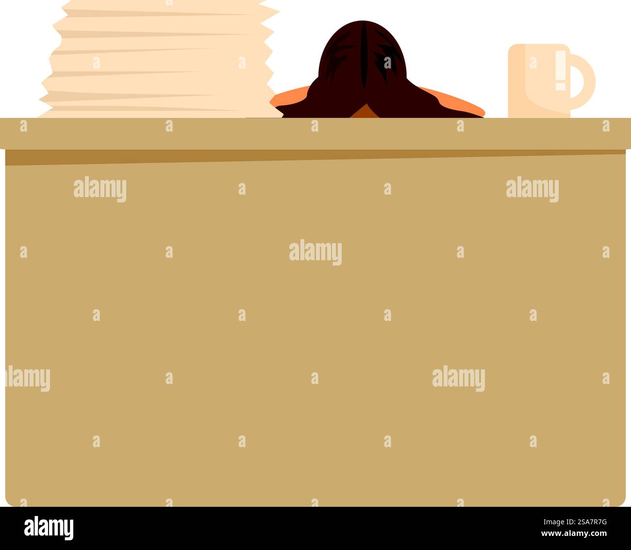 Office worker is hiding under their desk taking a break from a ...