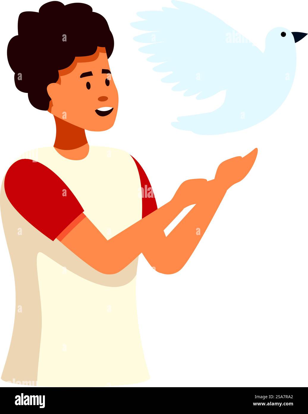 Young man releasing white dove as a symbol of peace hi-res stock ...