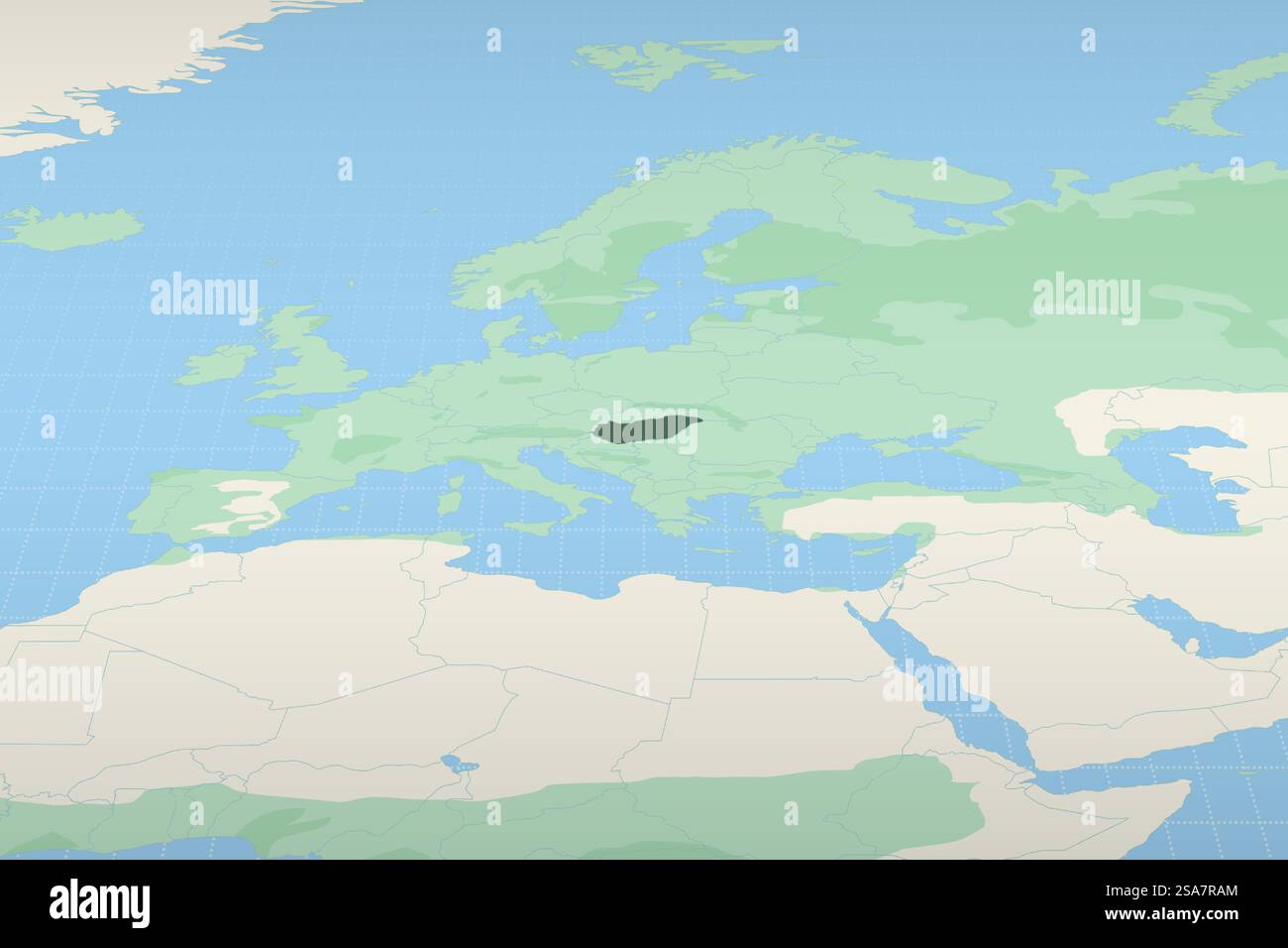 Hungary highlighted on a detailed map, geographic location of Hungary ...