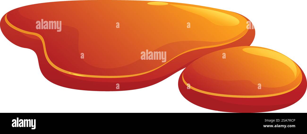 Cartoon illustration featuring a flowing caramel sauce puddle isolated ...