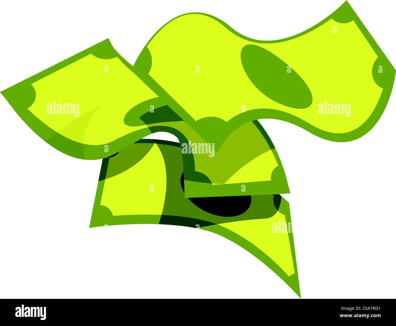 Stack of green banknotes is flying through the air. Stack of green ...