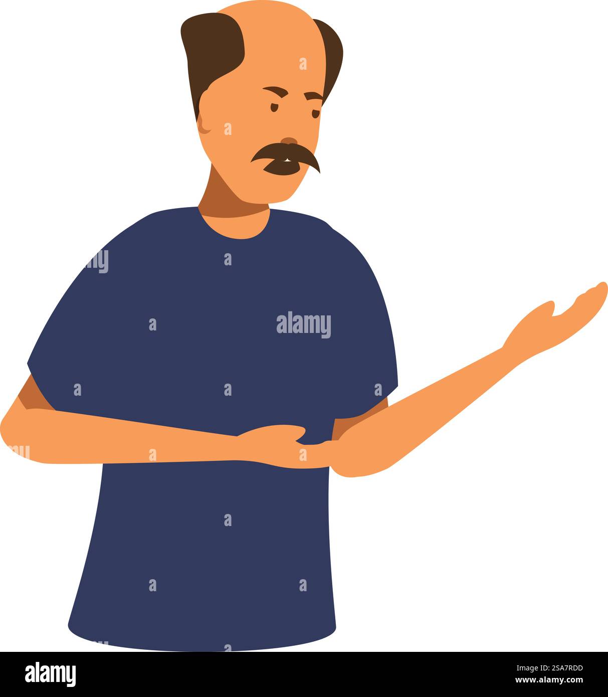 Senior man with a mustache explaining something with a neutral ...