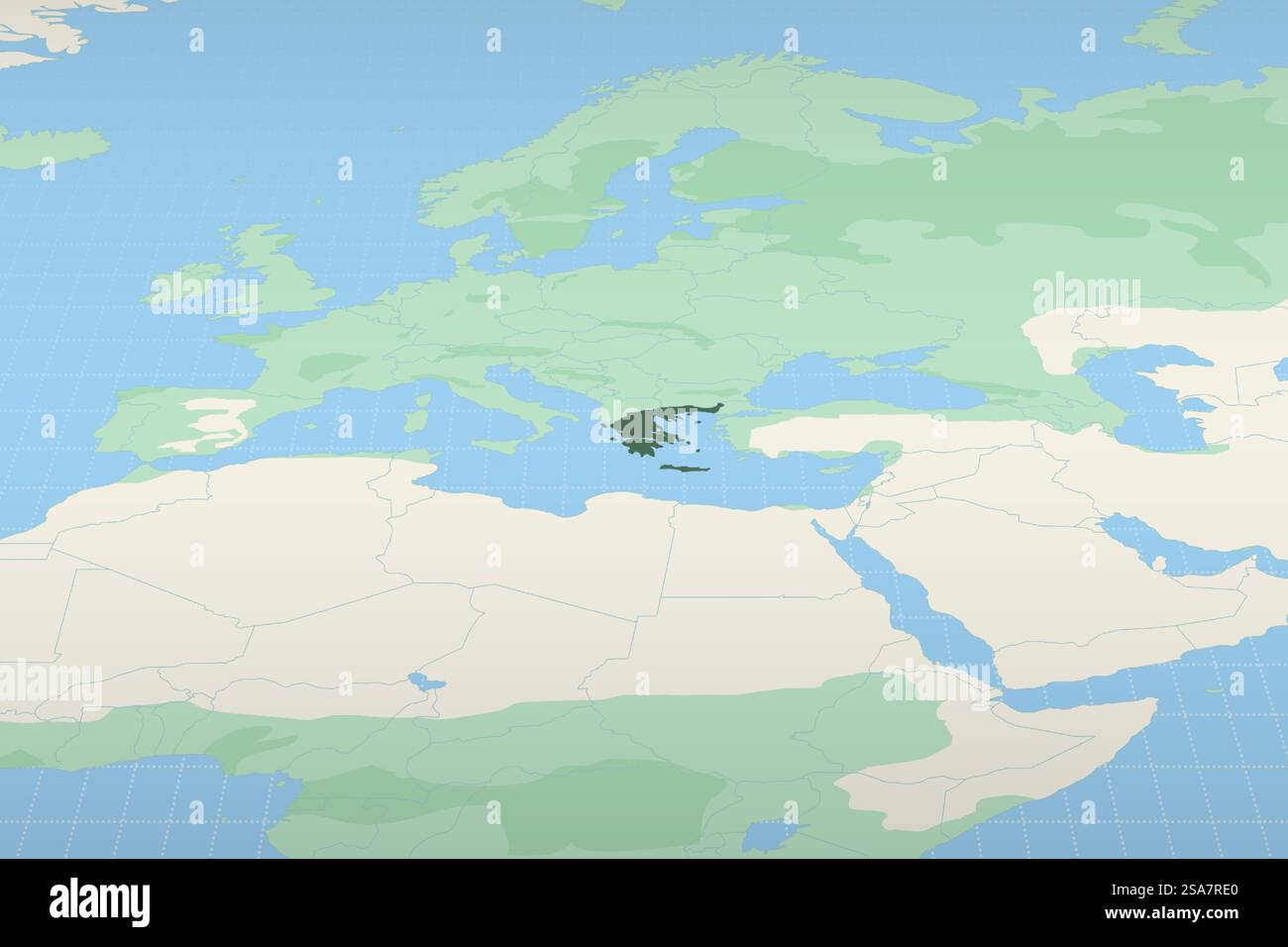 Greece highlighted on a detailed map, geographic location of Greece ...