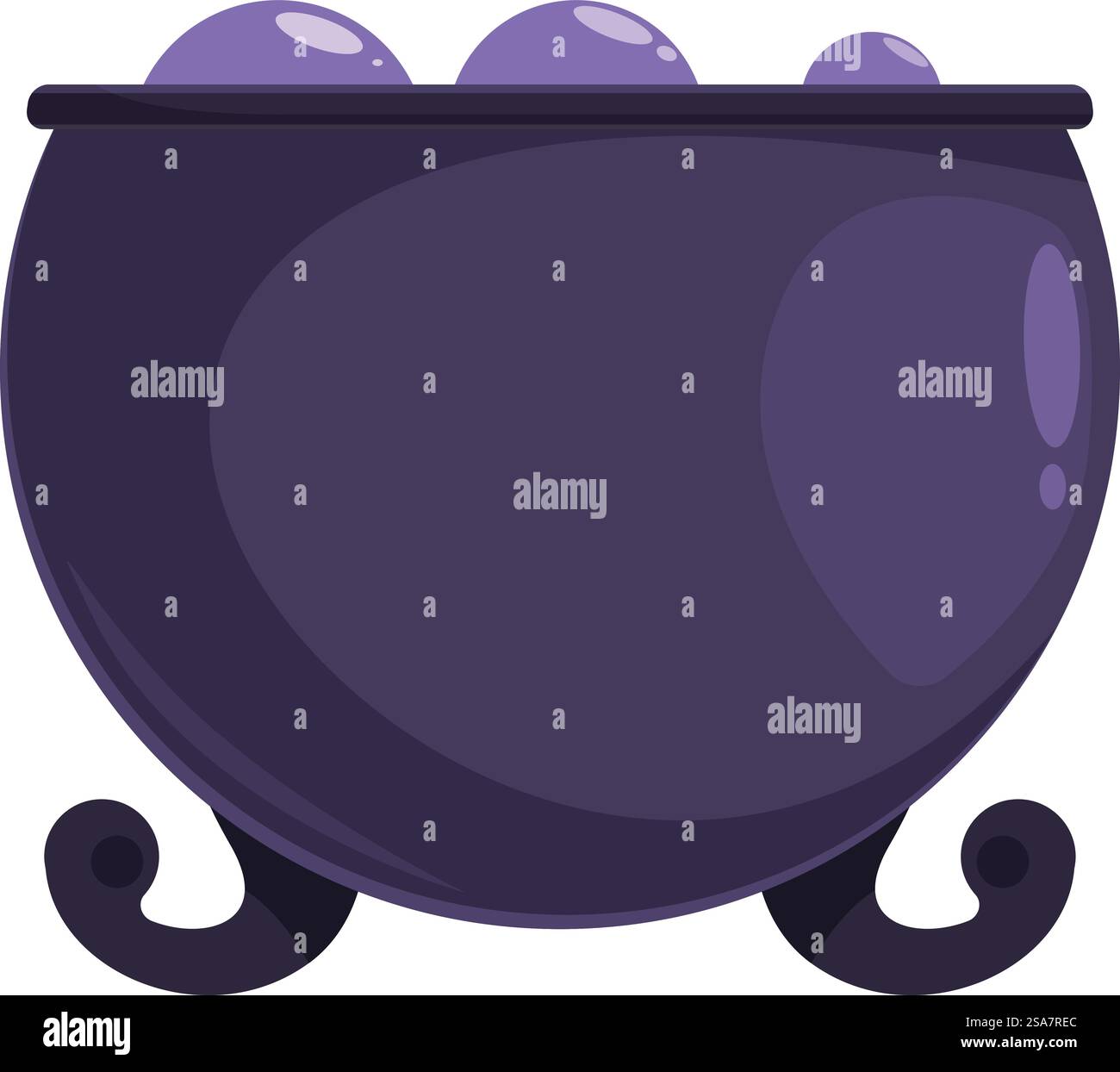 Black witch cauldron is bubbling with a magic purple potion, perfect ...