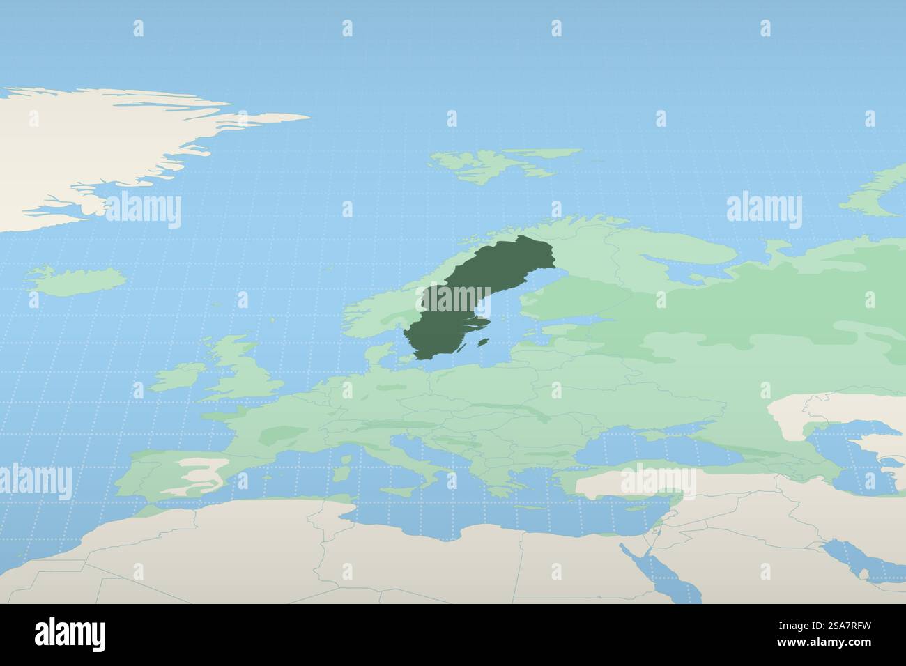 Sweden highlighted on a detailed map, geographic location of Sweden ...
