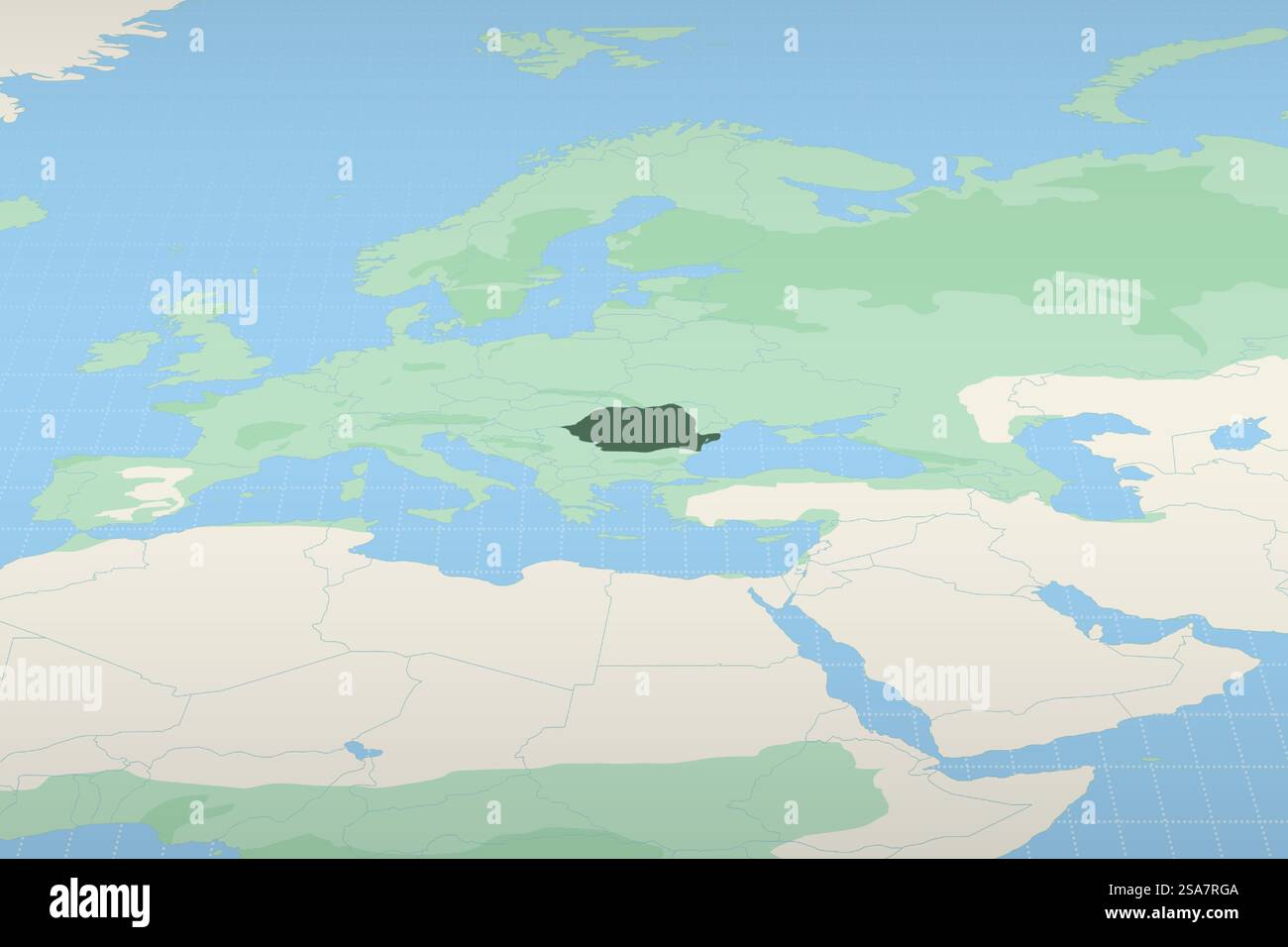 Romania highlighted on a detailed map, geographic location of Romania ...