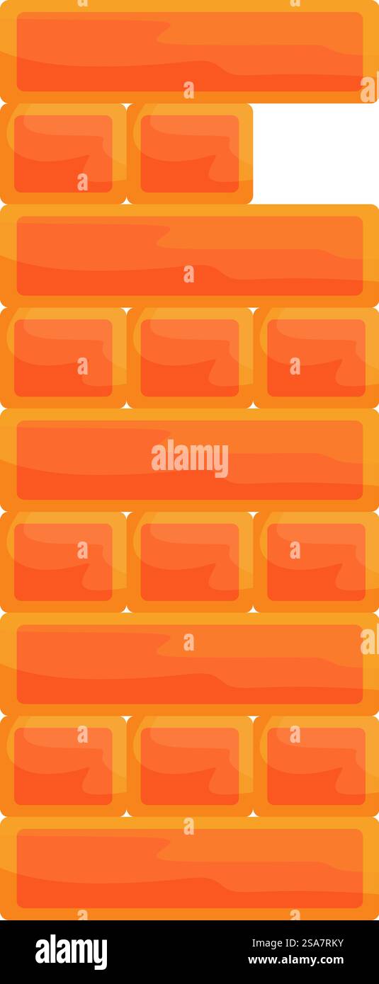 Simple cartoon orange brick wall with one brick missing hi-res stock ...