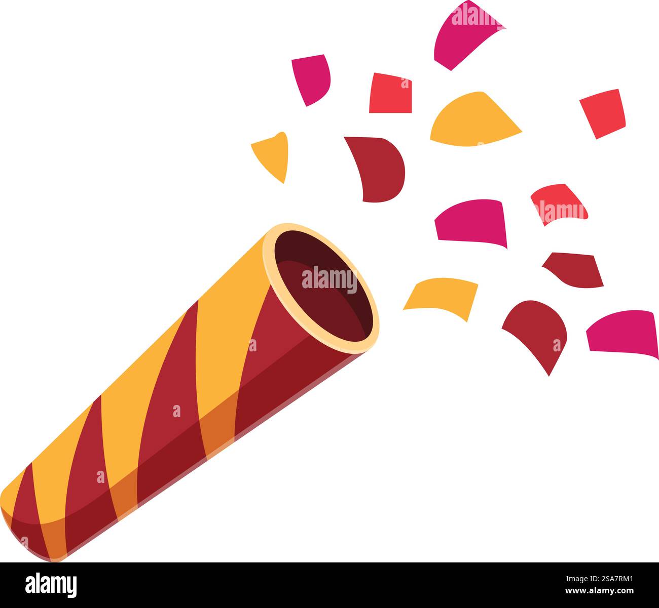 Party popper is exploding, sending colorful confetti into the air ...