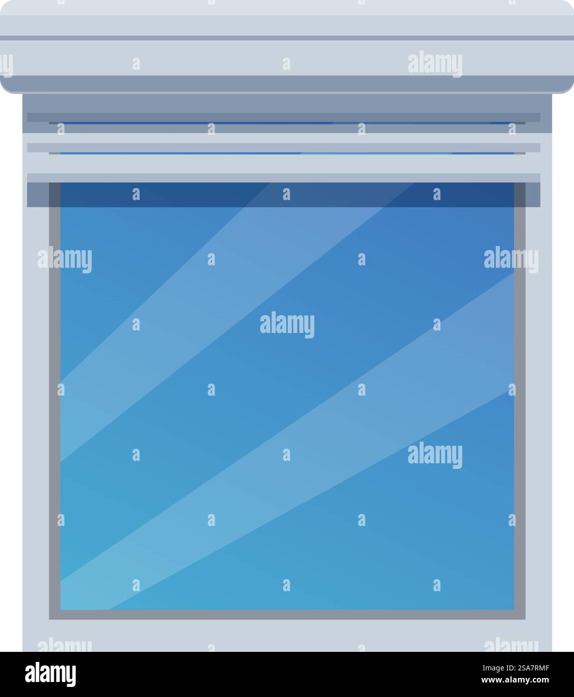 Modern plastic window is covered by a white rolling shutter, protecting ...