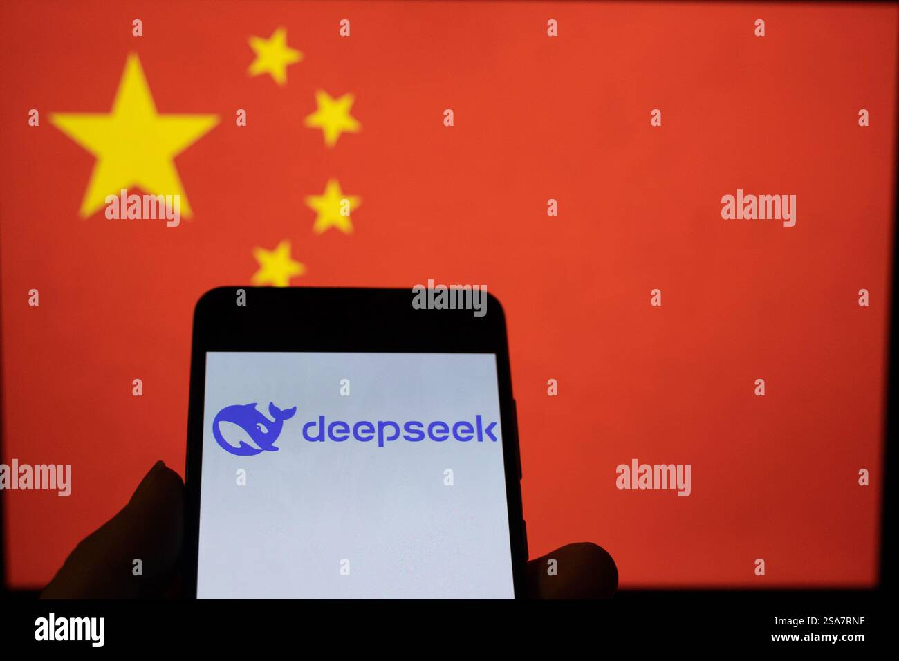 Denmark. 28th Jan, 2025. In this photo illustration, the DeepSeek logo ...