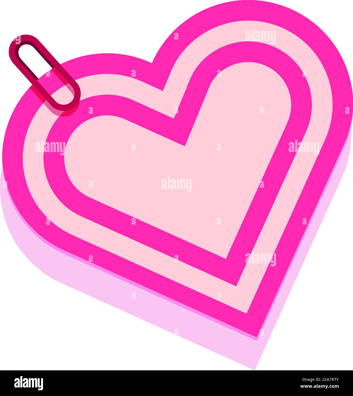 Pink heart shape with a paperclip is symbolizing the concept of love ...